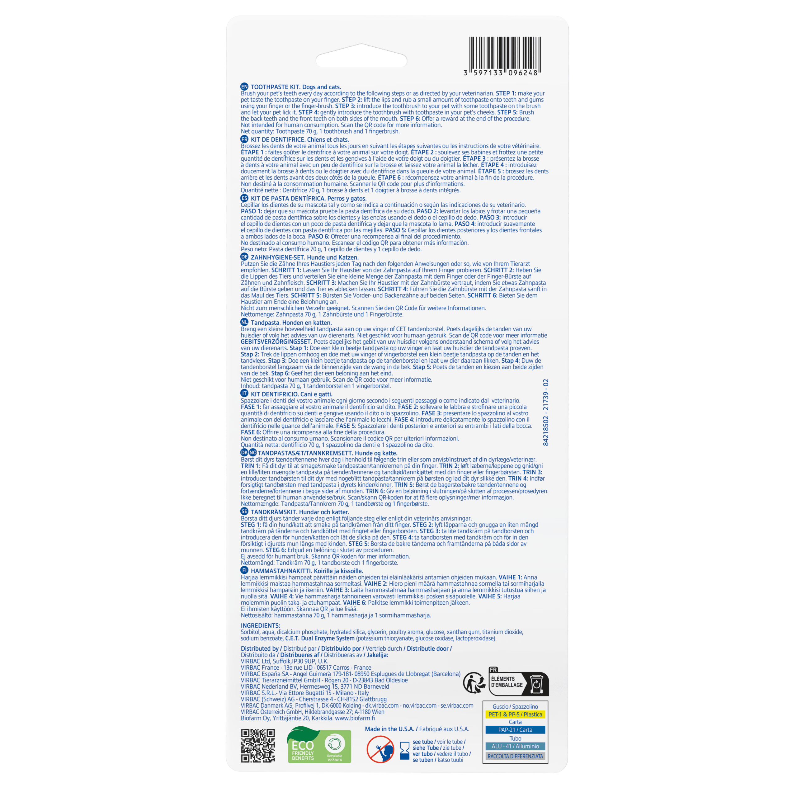 Oral Hygiene Kit – Toothbrush & Paste for Dogs & Cats - Virbac UK