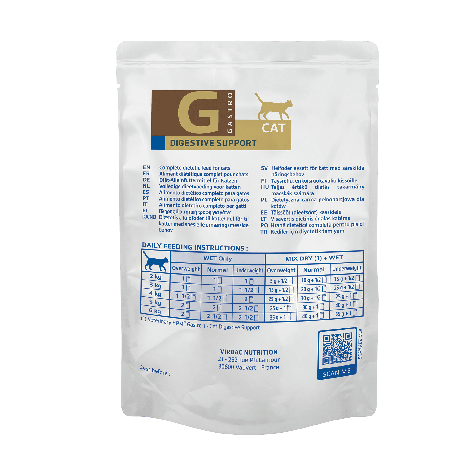 Digestive Support Cat Wet Food - For Sensitive Stomachs 12x85g - Virbac UK