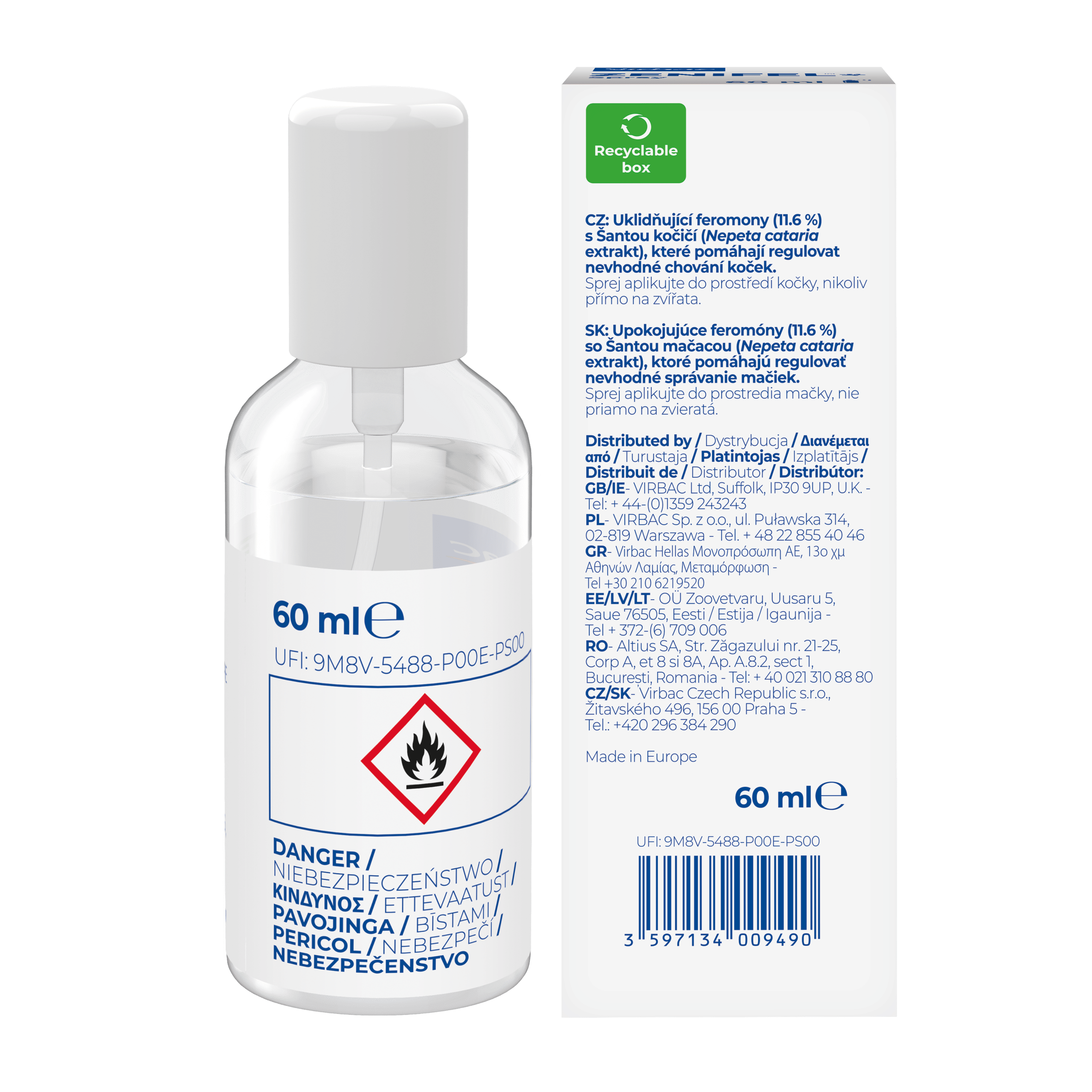 Zenifel Spray With Calming Pheromones For Cats - Virbac UK